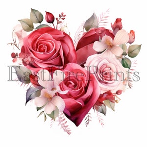 20 Valentine Rose Bouquet Clipart, Watercolor Clipart, Valentine Art ...