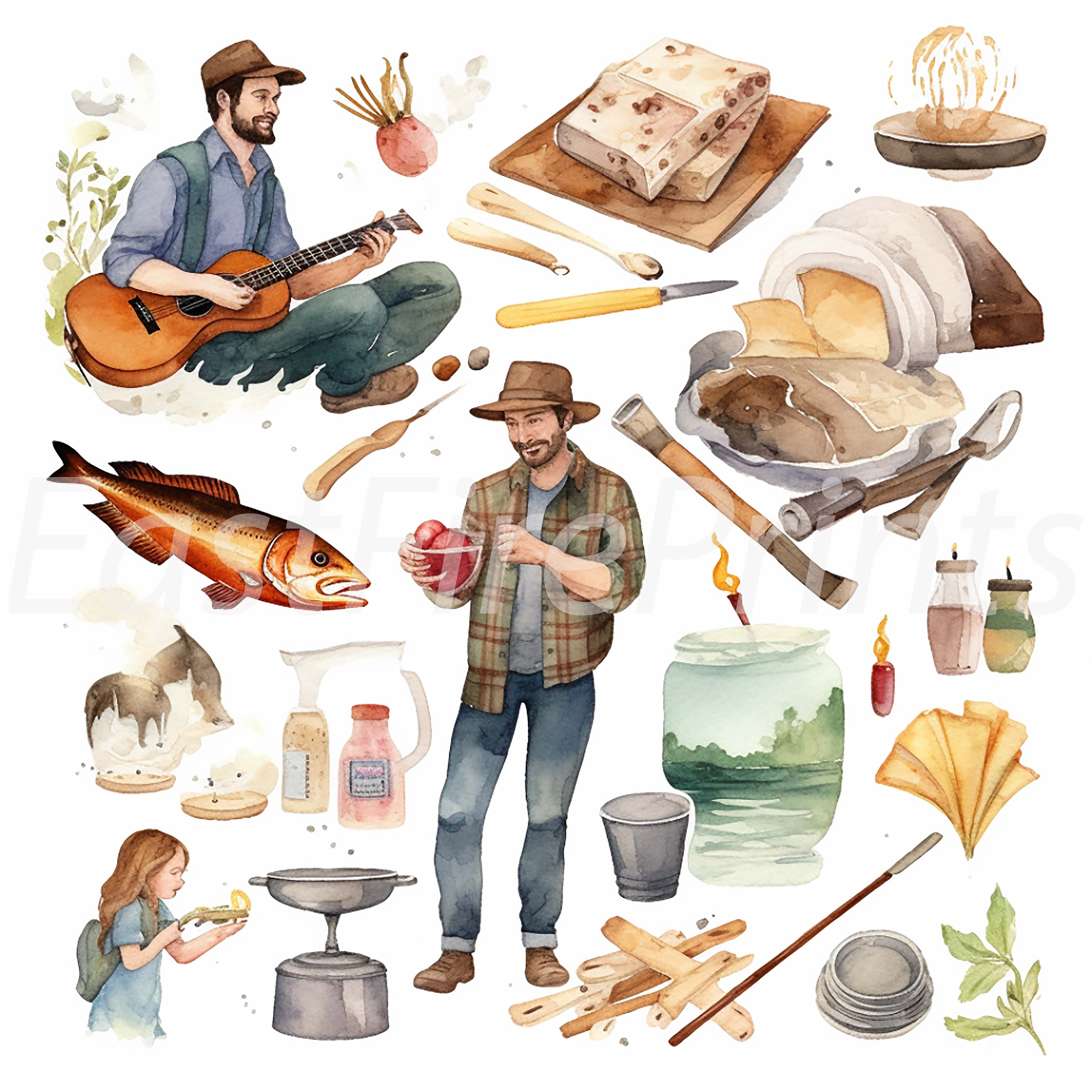 Watercolor Fathers Day Clipart Set of 5 Card Making High - Etsy