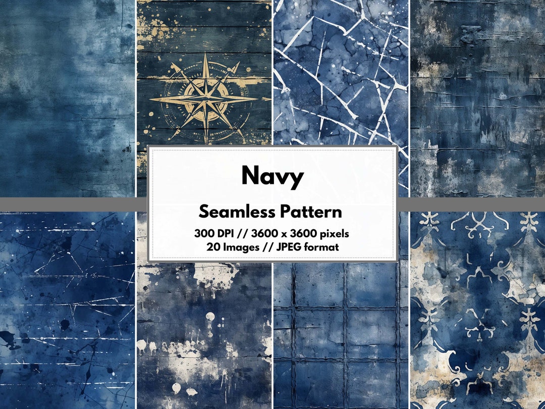Navy Digital Paper, Seamless Navy Texture, Grunge Backgrounds, Vintage ...