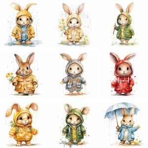 Bunny in Raincoat Clipart, High Quality PNG, Cute Nursery Clipart ...