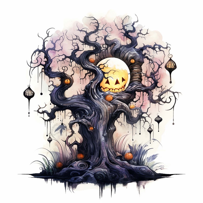 Haunted Tree Clipart High Quality Png Halloween Clipart - Etsy