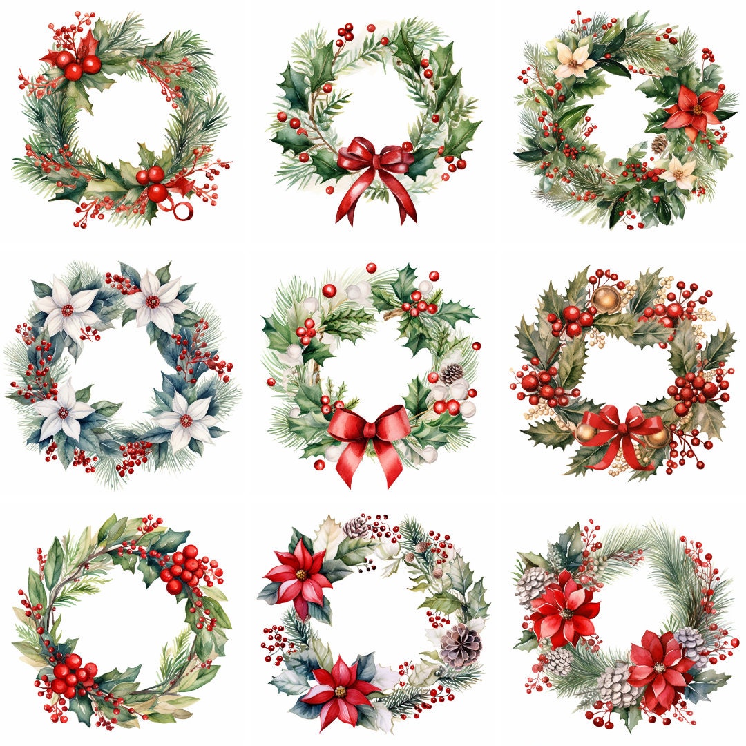 Christmas Wreath Clipart High Quality PNG Christmas Clipart - Etsy
