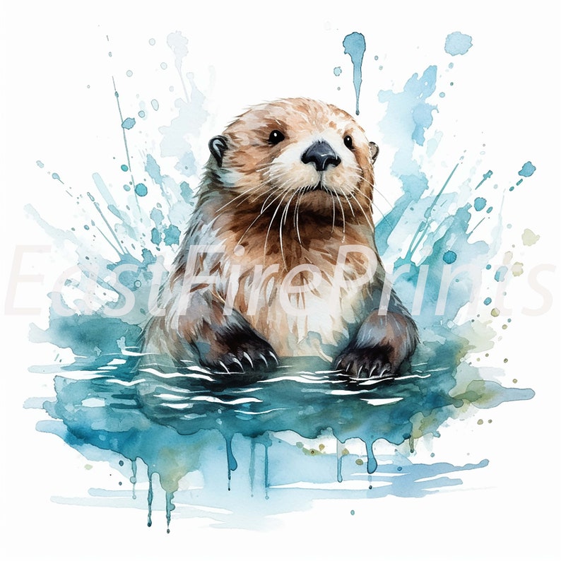 20 Watercolor Sea Otter Clipart Set Wildlife Clipart - Etsy