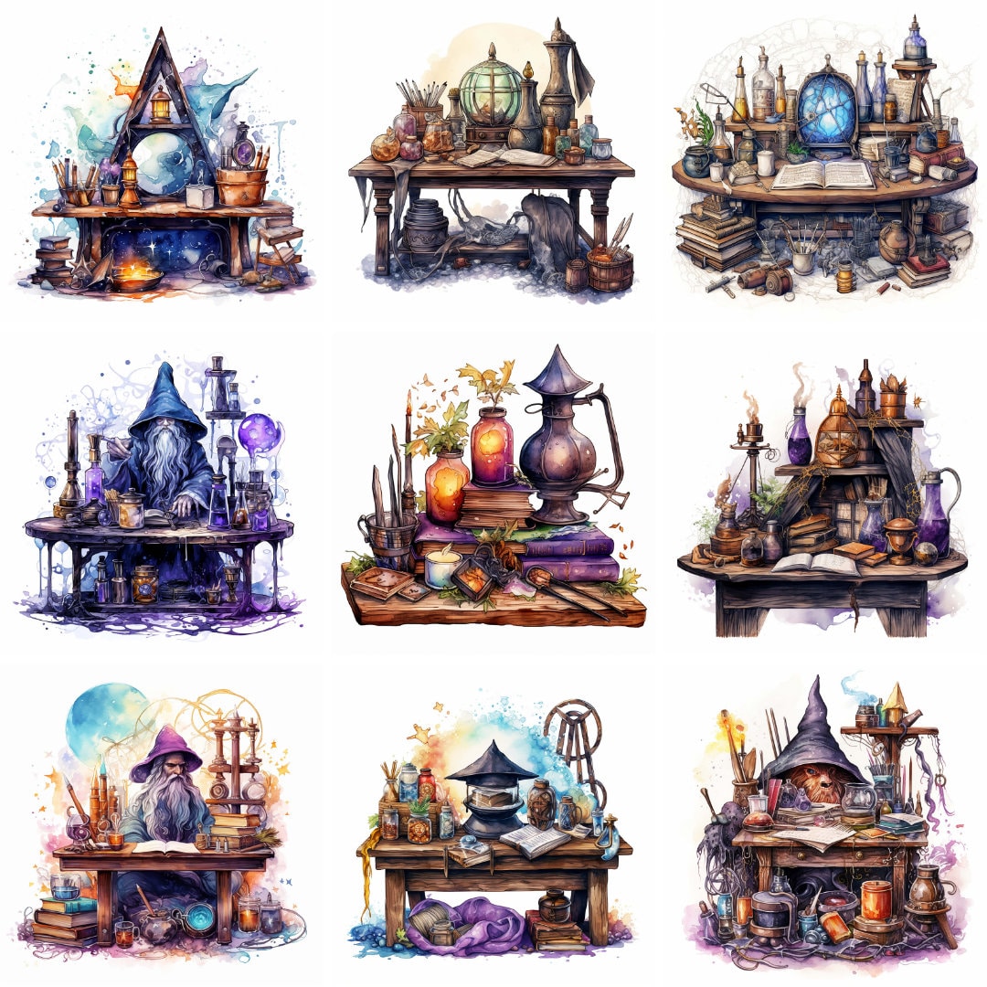 Wizard Desk Clipart High Quality PNG Fantasy Clipart Wizard - Etsy