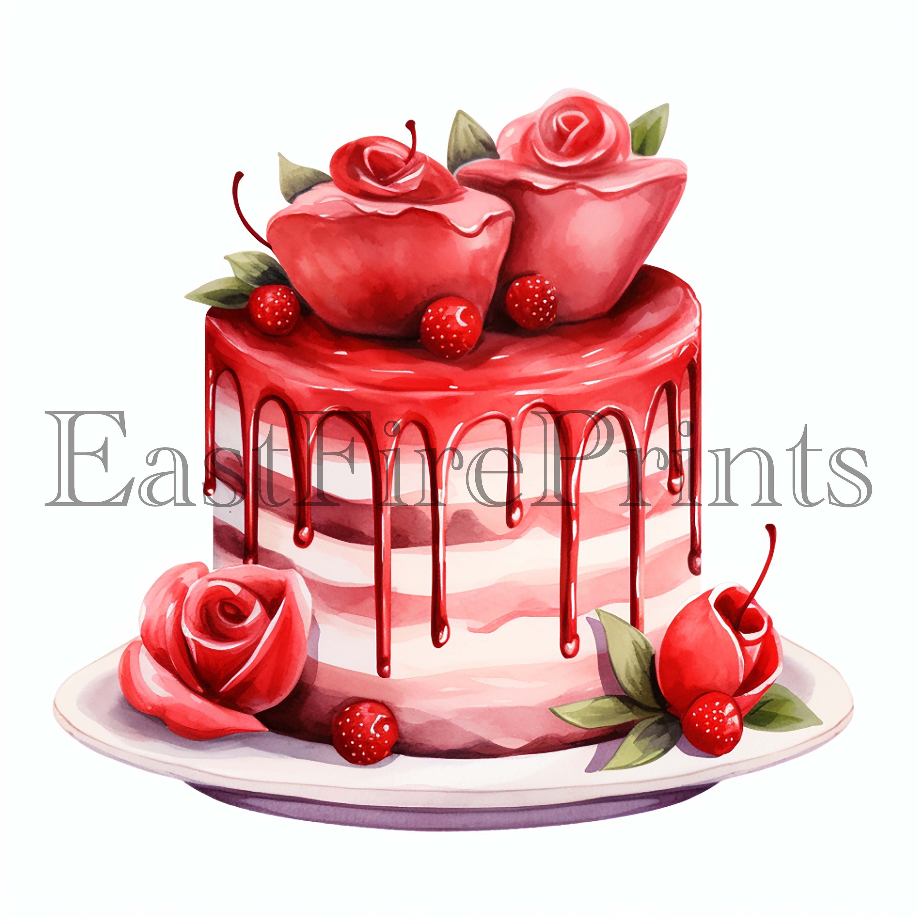 20 Watercolor Cake Clipart Bakery Clipart Valentine Clipart - Etsy