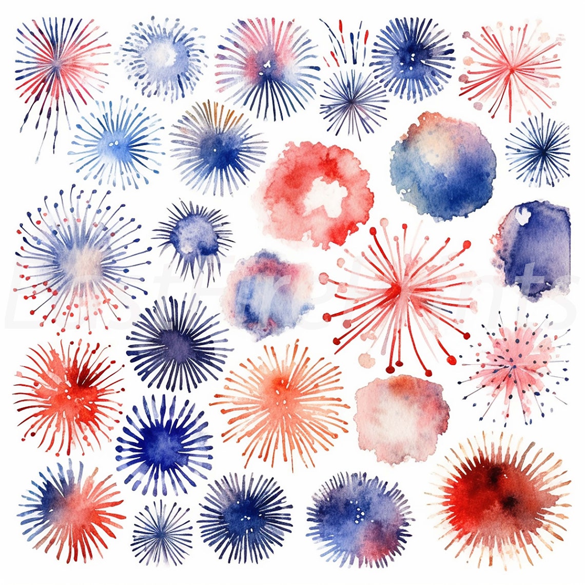 Watercolor Firework Clipart Set of 10 Patriotic Fireworks - Etsy