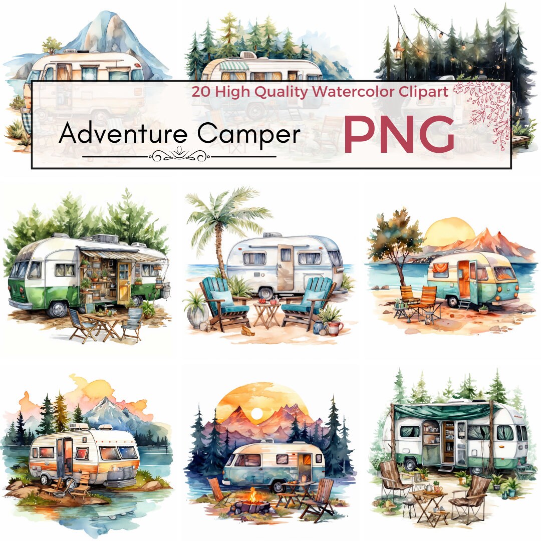 Adventure Camper Clipart, High Quality Png, Vacation Clipart, Camping ...