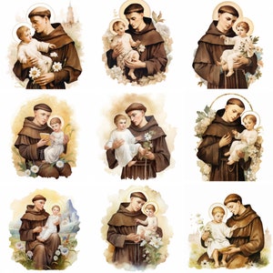 Watercolor Saint Anthony Clipart, Religious Art Catholic Sublimation ...