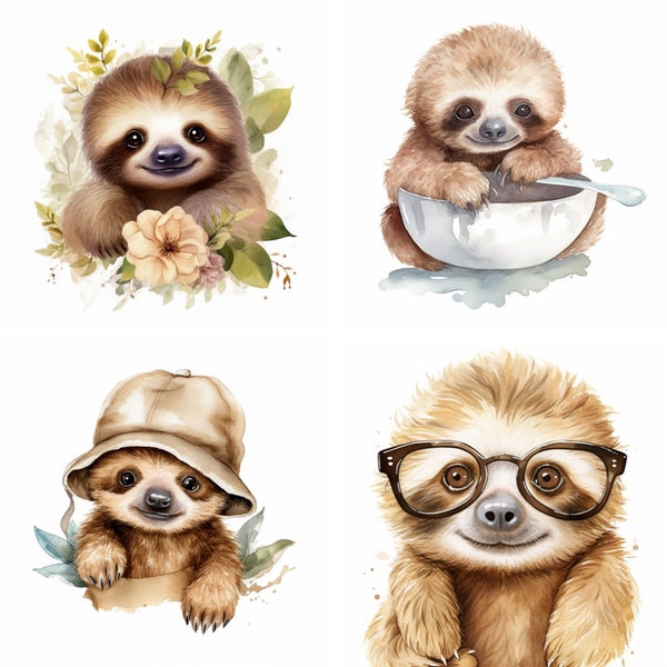Sloth Watercolor - Etsy