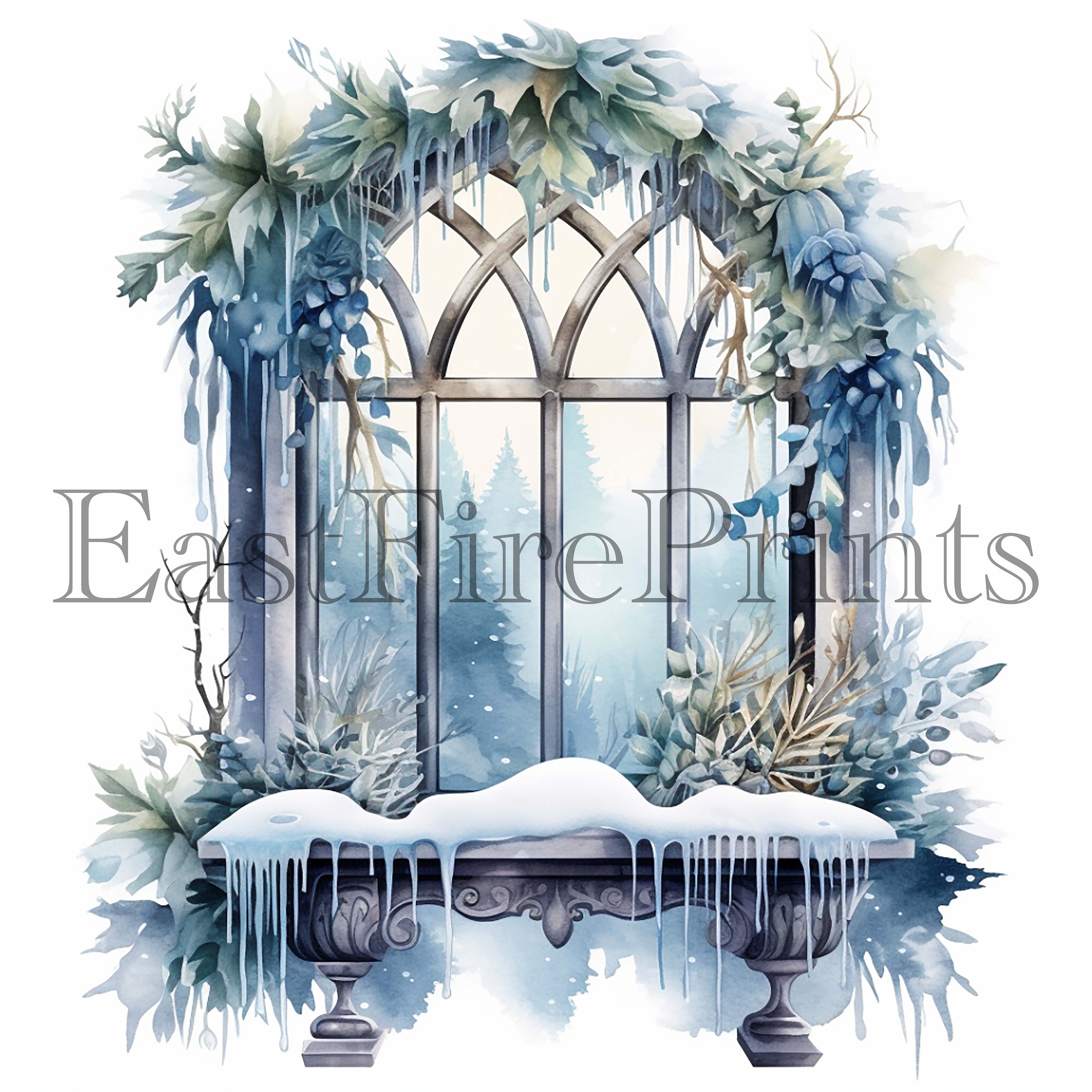 20 Icy Window Watercolor Clipart High Quality Png Files - Etsy