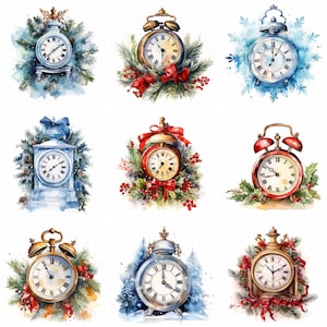 Christmas Clock Clipart, High Quality Png Christmas Graphics Xmas ...