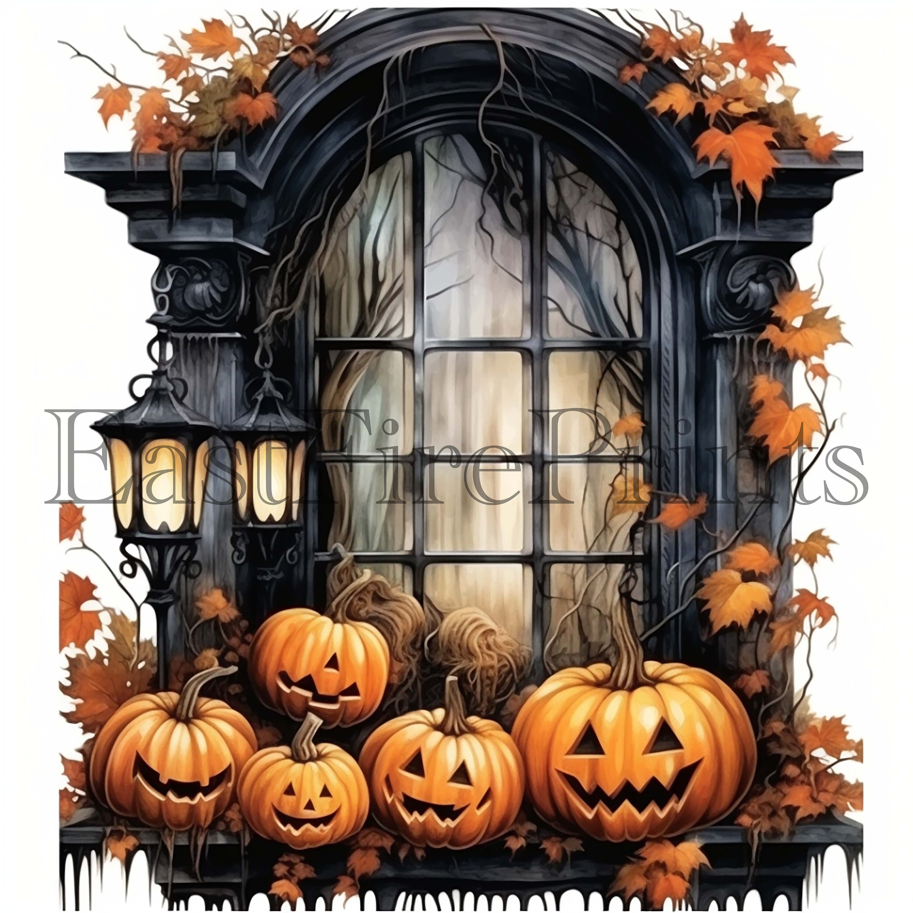 20 Halloween Window Pumpkin Clipart High Quality Png Spooky - Etsy