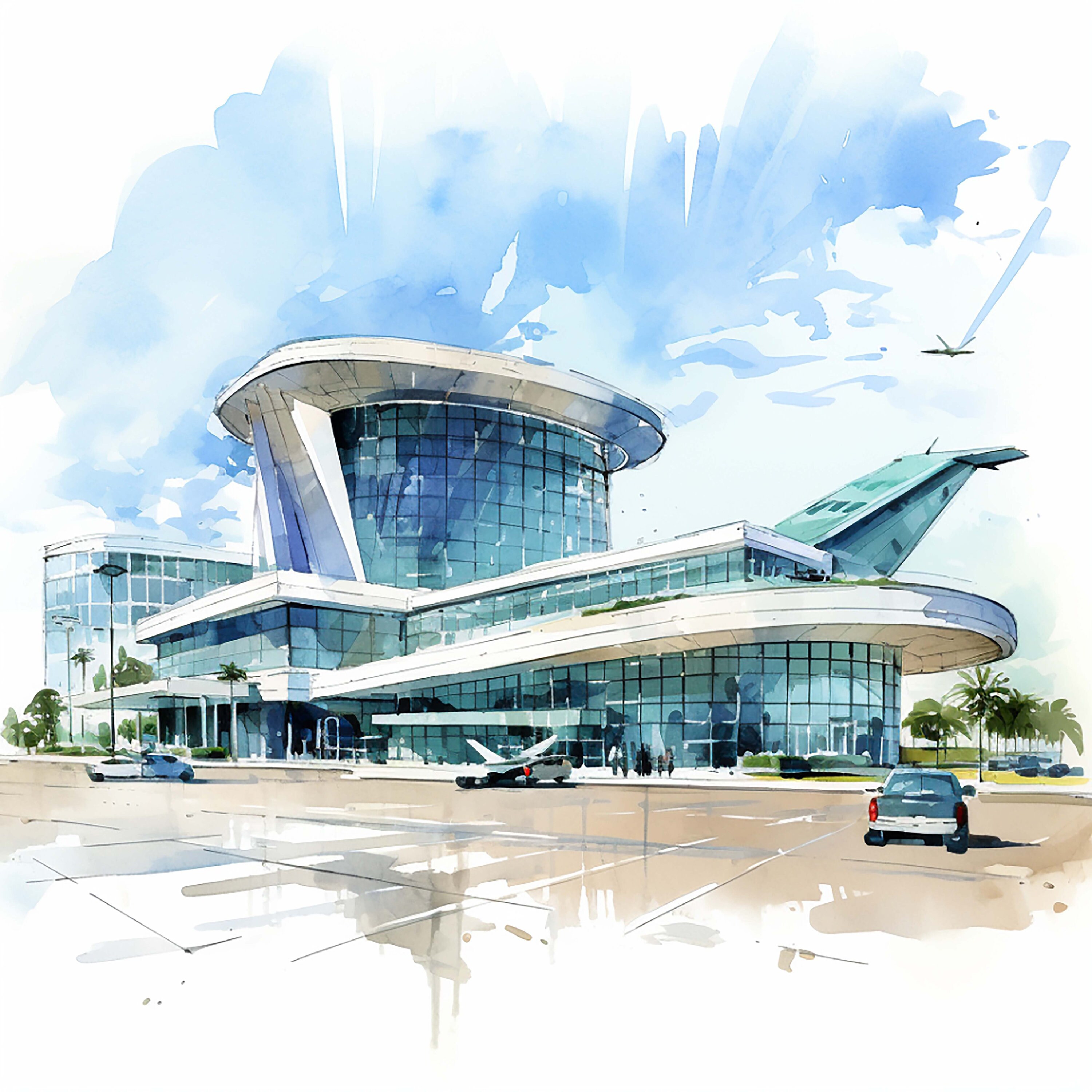 Watercolor Airport Clipart Airplane Clipart Plane Jpg - Etsy