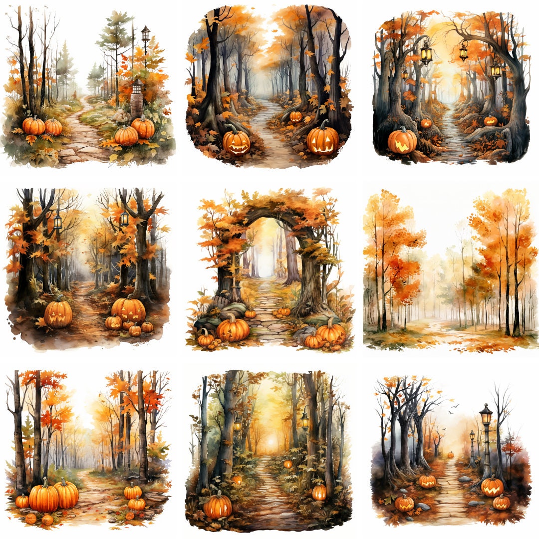 Autumn Forest Clipart, Autumn Prints, Fall Png, Fall Sublimation ...