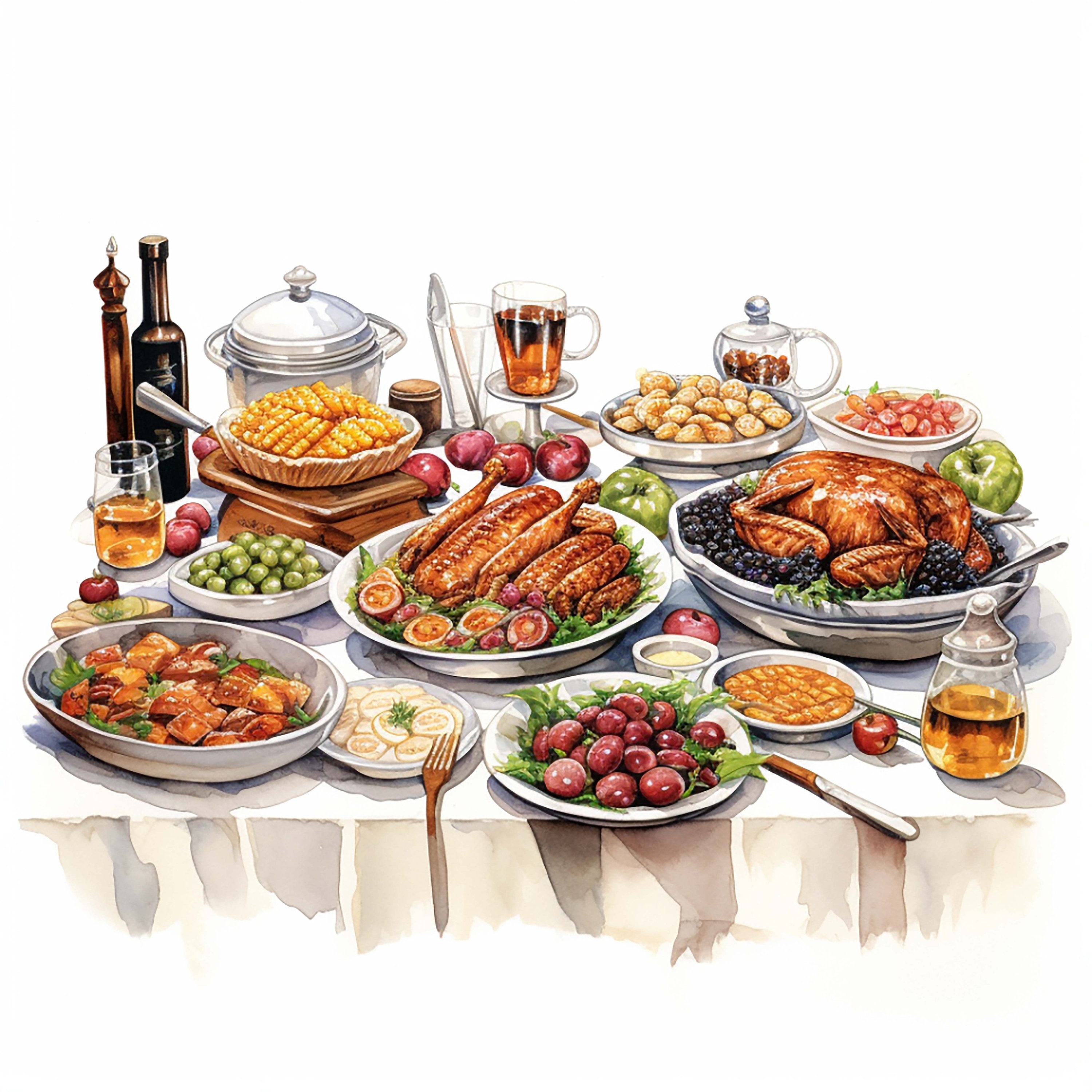 Thanksgiving Feast Clipart High Quality Png Autumn Clipart - Etsy