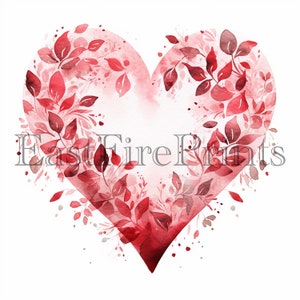 20 Red Heart Png, Watercolor Clipart, Love Wall Art, Valentines Day Png ...