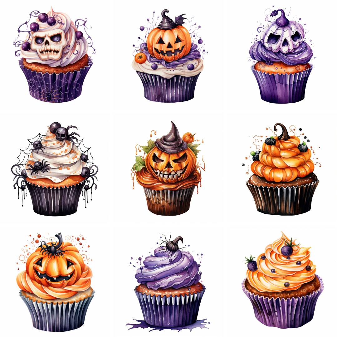 Halloween Cupcake Clipart High Quality Png Dessert Clip Art - Etsy