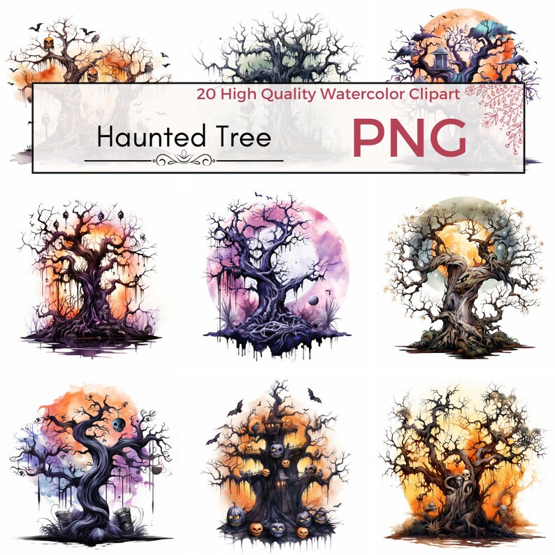 Haunted Tree Clipart High Quality Png Halloween Clipart - Etsy
