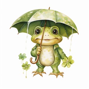 Cute Frog Holding Umbrella Clipart, High Quality PNG, Frog Clipart ...