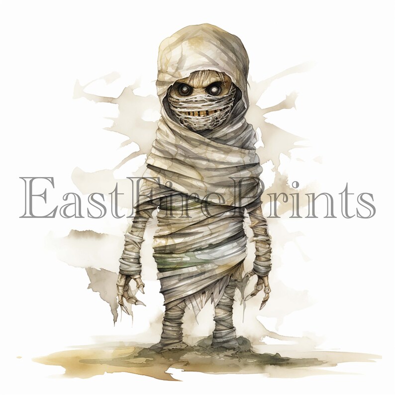Mummy Watercolor Clipart Mummy Graphics Halloween Png Scary - Etsy