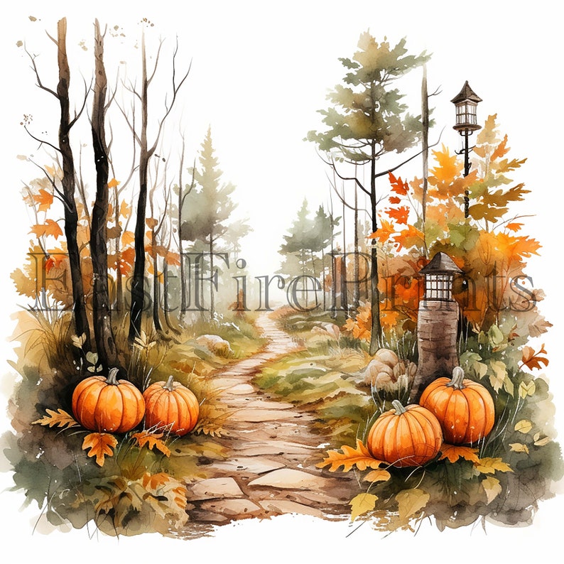 Autumn Forest Clipart Autumn Prints Fall Png Fall - Etsy