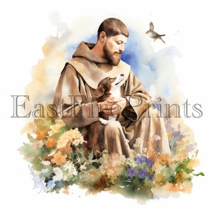 20 Saint Francis of Assisi Clipart, Watercolor Clipart, Saint Art ...