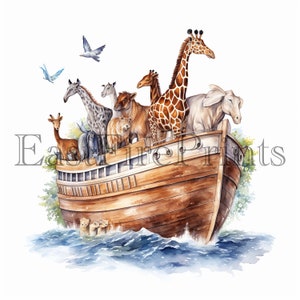 20 Noahs Ark Clipart Watercolor, Christian Clip Art, Religious Prints ...