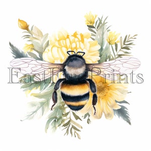 20 PNG Watercolor Bumble Bee Clipart Instant Download, Spring Bee Clip ...