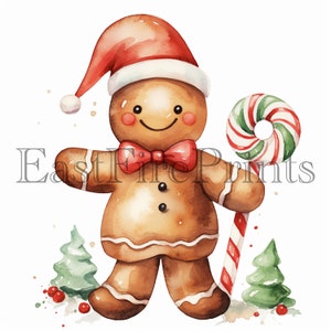 Watercolor Gingerbread Clipart PNG Files, Christmas Clip Art, Winter ...