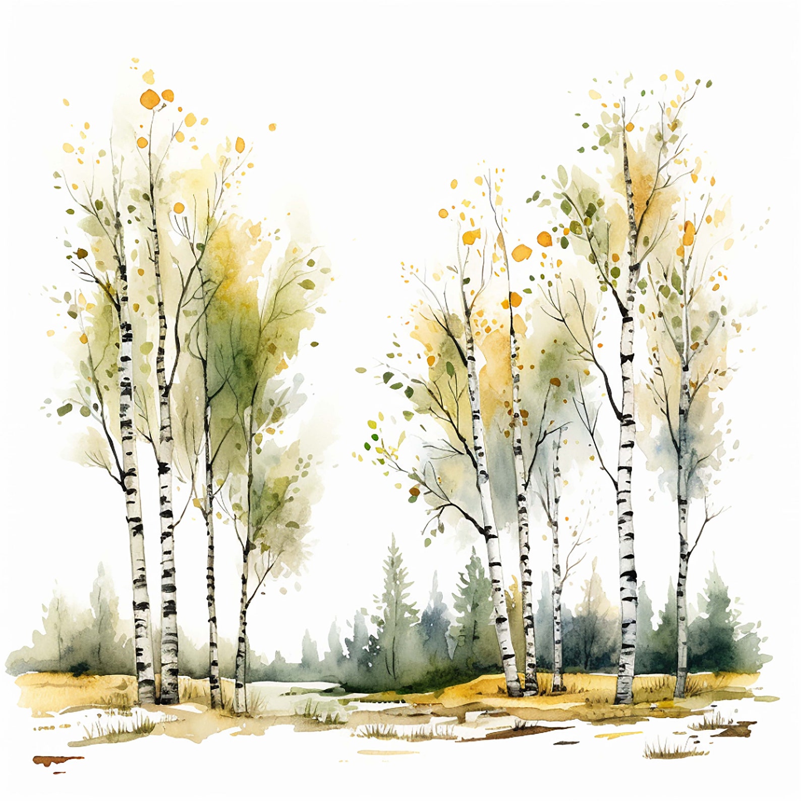 Spring Birch Trees Clipart High Quality PNG Spring Graphics - Etsy
