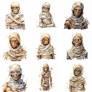 Mummy Watercolor Clipart, Mummy Graphics, Halloween Png, Scary Png ...