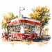 Watercolor Diner Scene Clipart, Retro Clipart, Vintage Diner Clipart ...