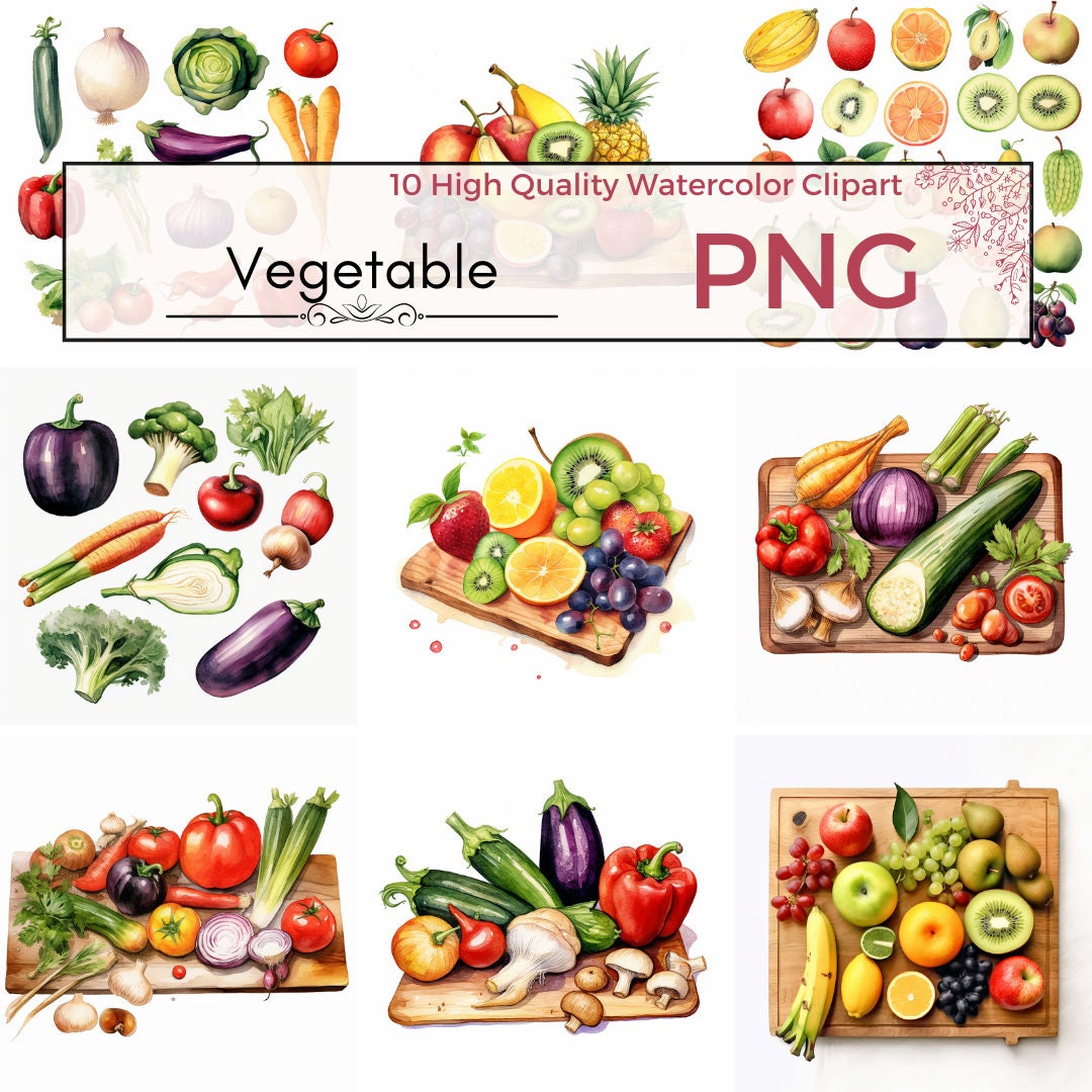 Watercolor Vegetable Clipart Set of 10 - Download, Digital Prints ...