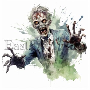 Zombie Watercolor Clipart, Horror Clipart, Zombie Clipart, Halloween ...