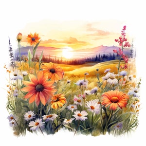 Wildflower Meadow Clipart, High Quality PNG, Wildflower Clipart, Spring ...
