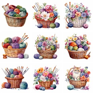 Knitting Basket Clipart, High Quality Png Crochet Sublimation Knitting ...