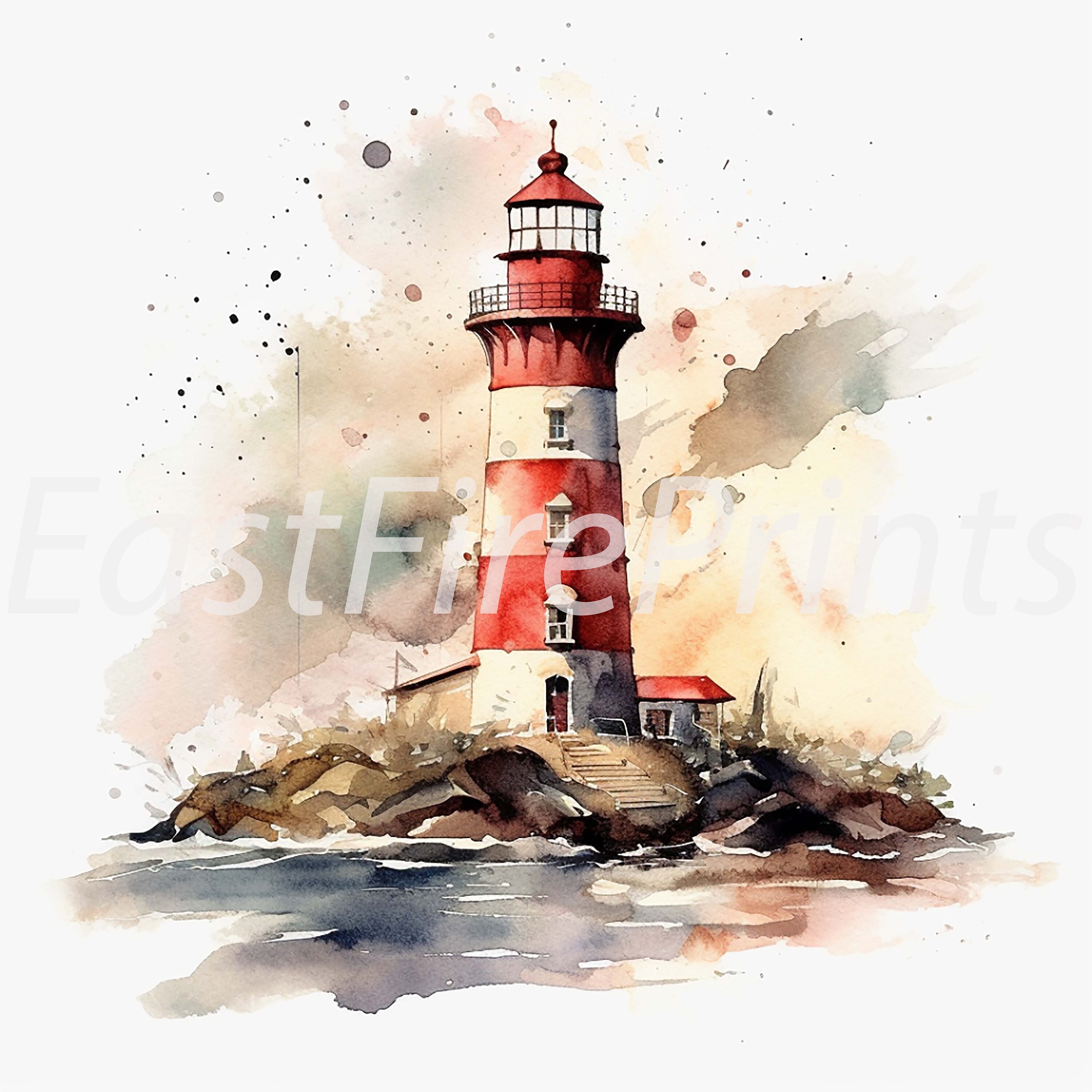 20 Watercolor Lighthouse Clipart Bundle Coastal - Etsy