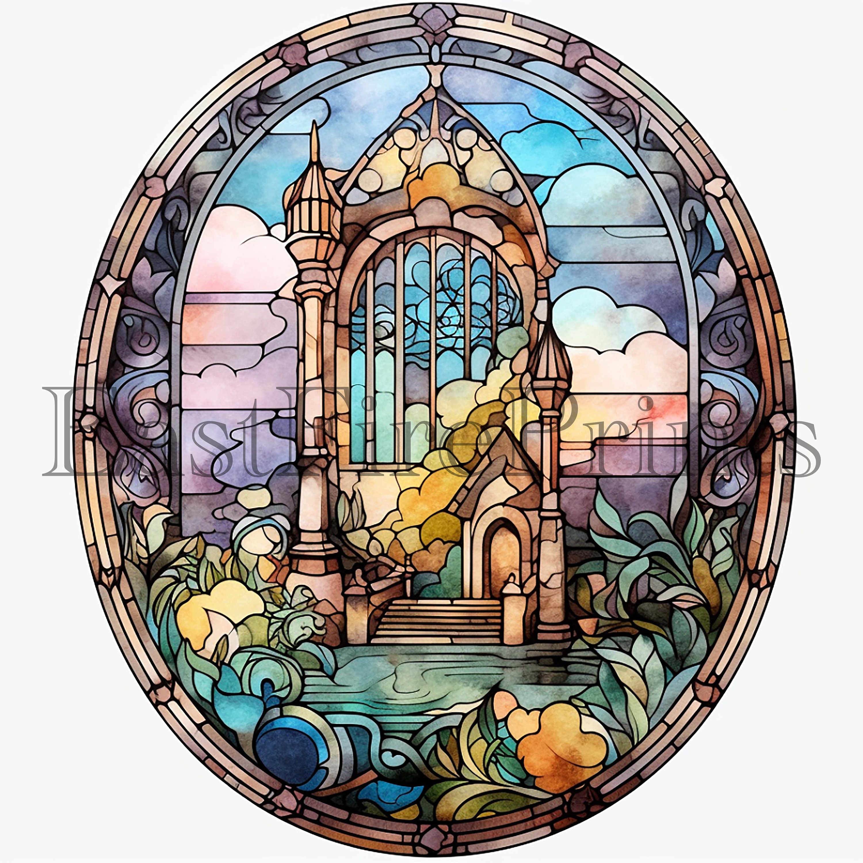 20 Watercolor Stained Glass Fantasy Clipart Digital Download - Etsy