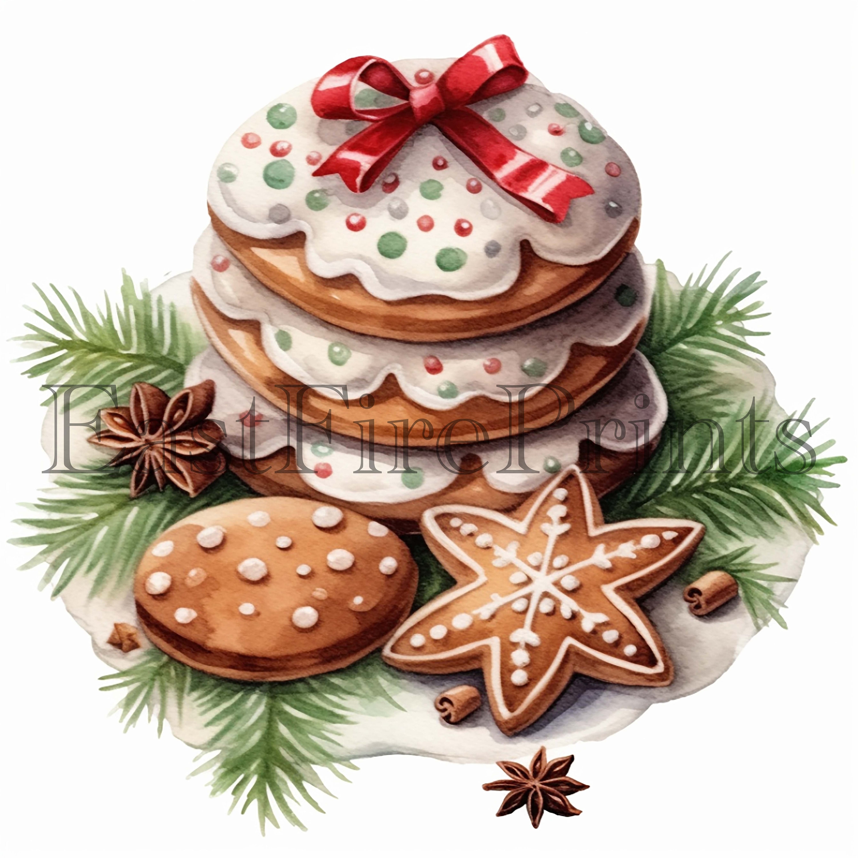 Watercolor Christmas Cookies Clipart High Quality Png Xmas - Etsy