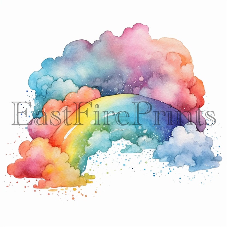 20 Watercolor Rainbow Clipart PNG Baby Shower Digital - Etsy