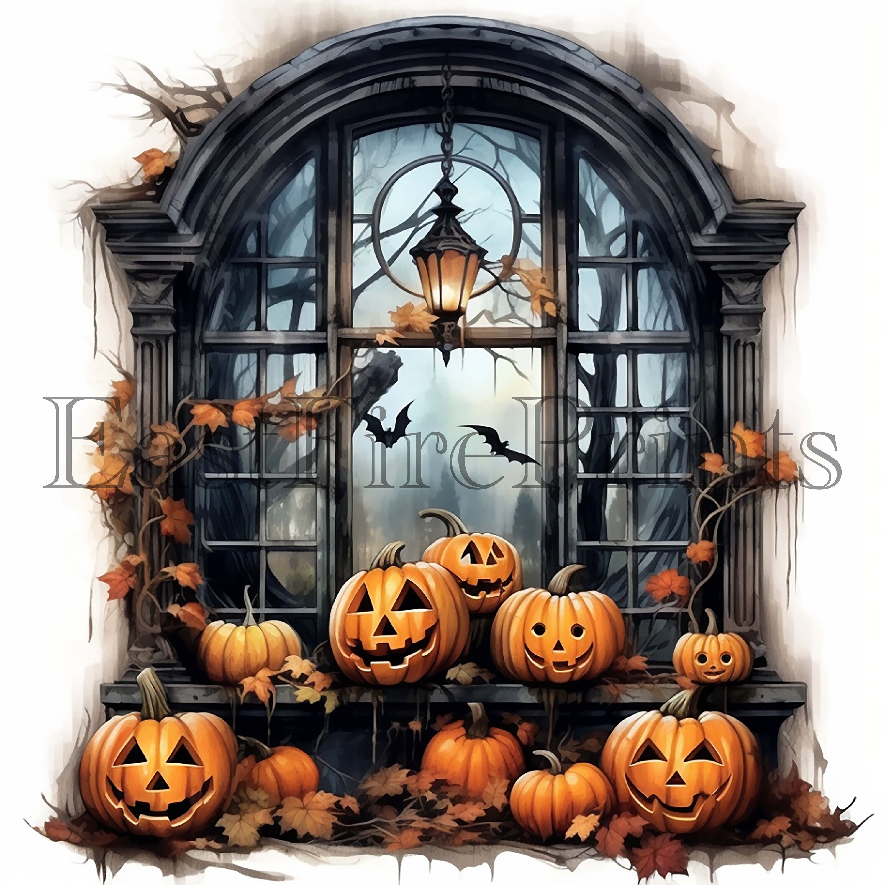 20 Halloween Window Pumpkin Clipart High Quality Png Spooky - Etsy