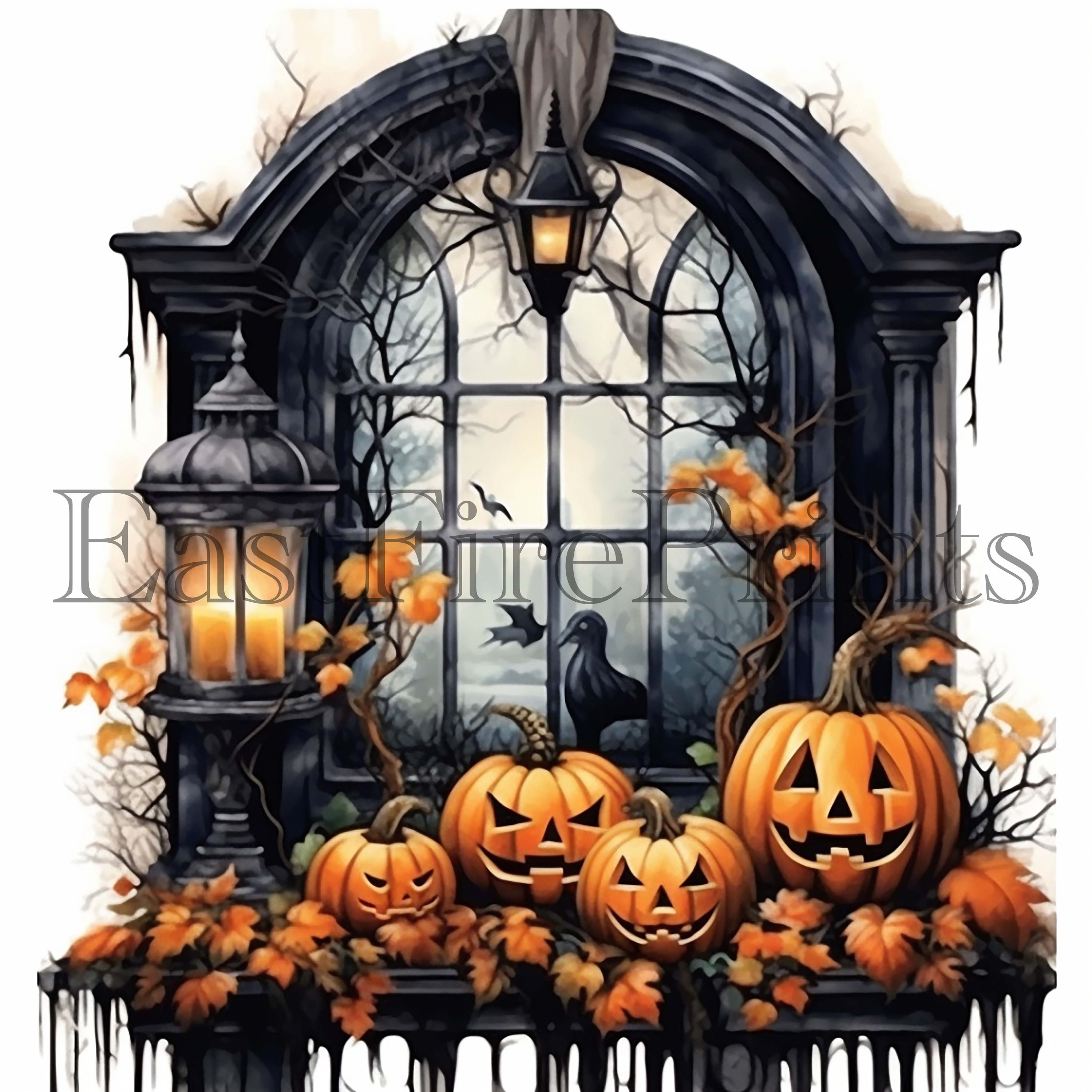 20 Halloween Window Pumpkin Clipart High Quality Png Spooky - Etsy