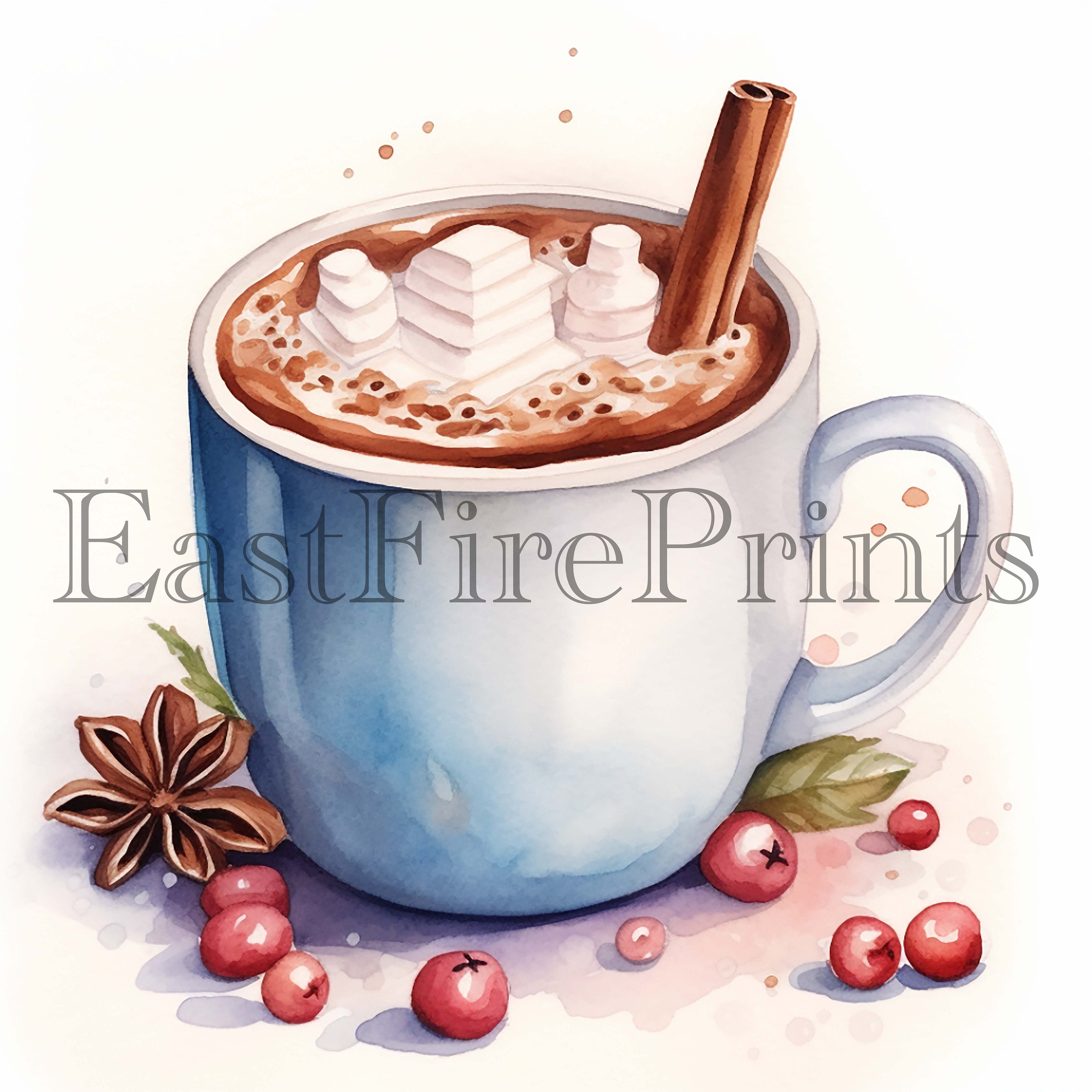Watercolor Hot Chocolate Clipart High Quality PNG Files Hot - Etsy