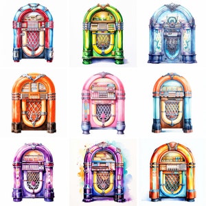 Watercolor Jukebox Clipart, Retro Jpg, Retro Printables, Vintage ...