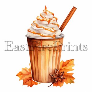 Watercolor Pumpkin Spice Clipart PNG, Fall and Autumn Clip Art, Holiday ...