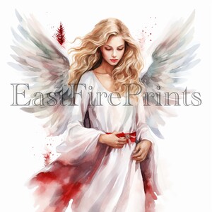 Watercolor Christmas Angel Clipart PNG Files, Xmas Clip Art, Wall ...