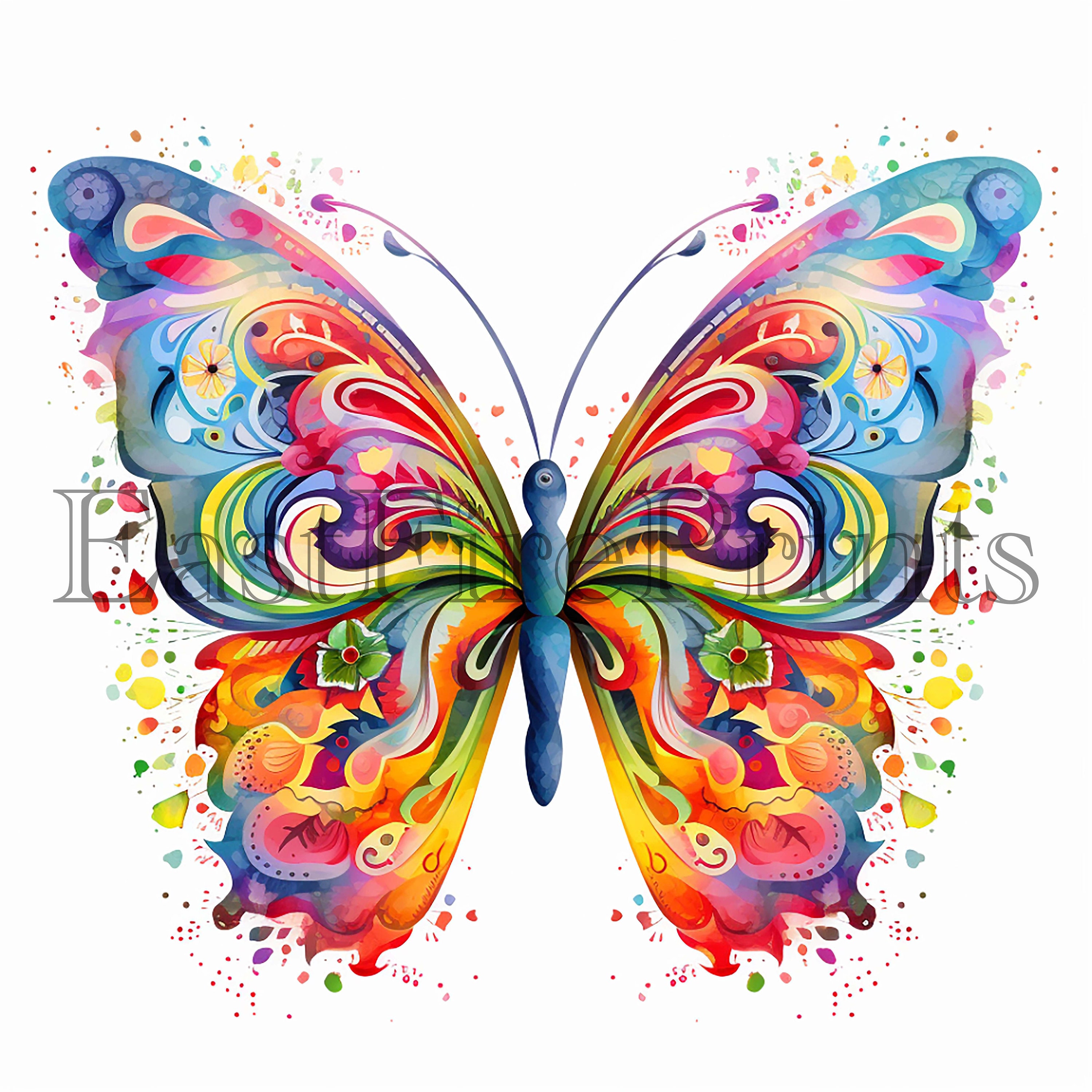 20 Retro Butterfly Watercolor Clipart Hippie Png Retro Clip - Etsy