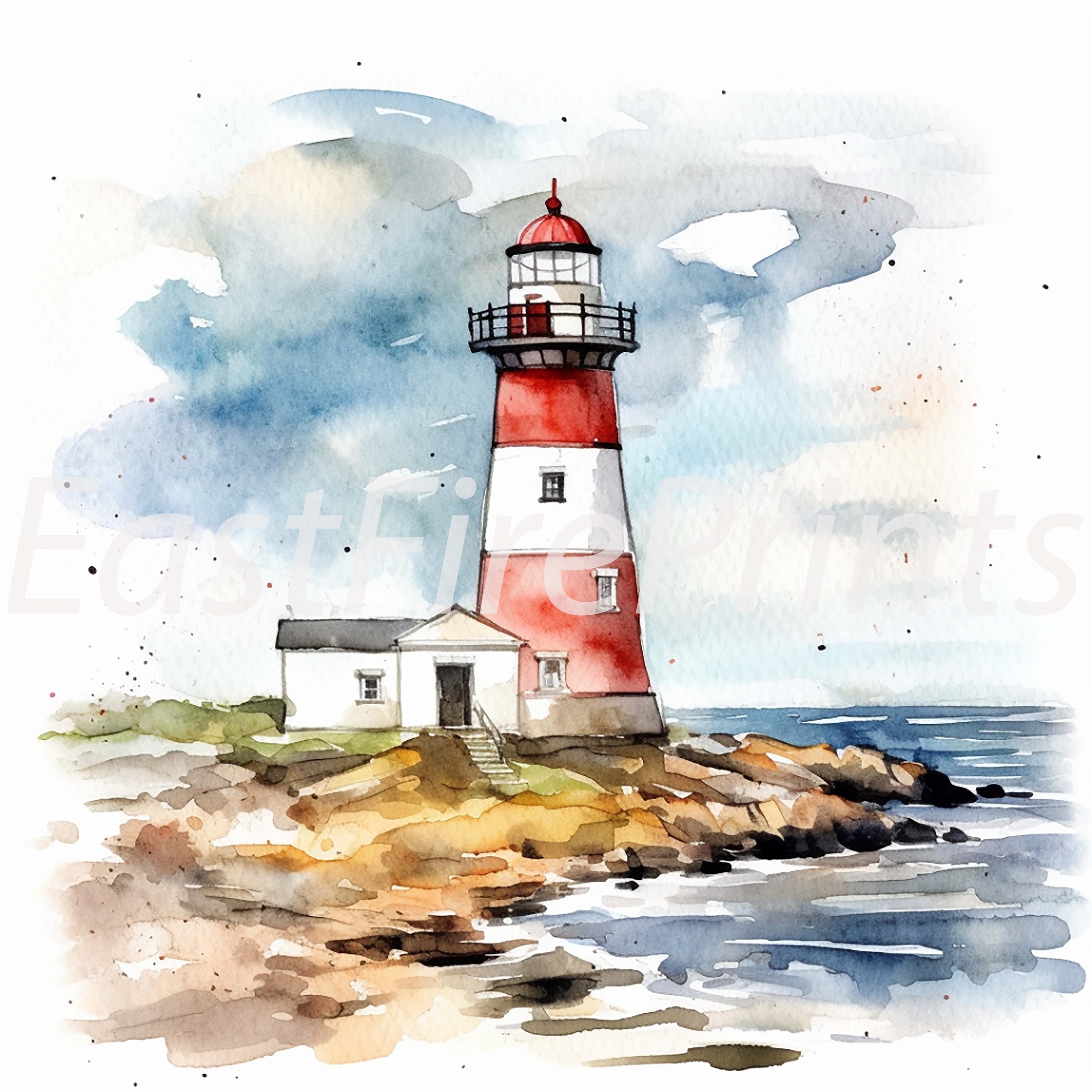 20 Watercolor Lighthouse Clipart Bundle Coastal - Etsy
