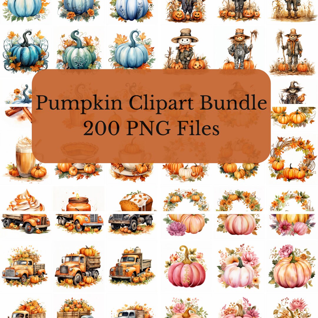 Watercolor Pumpkin Clipart Bundle, High Quality Png, Fall Clip Art ...