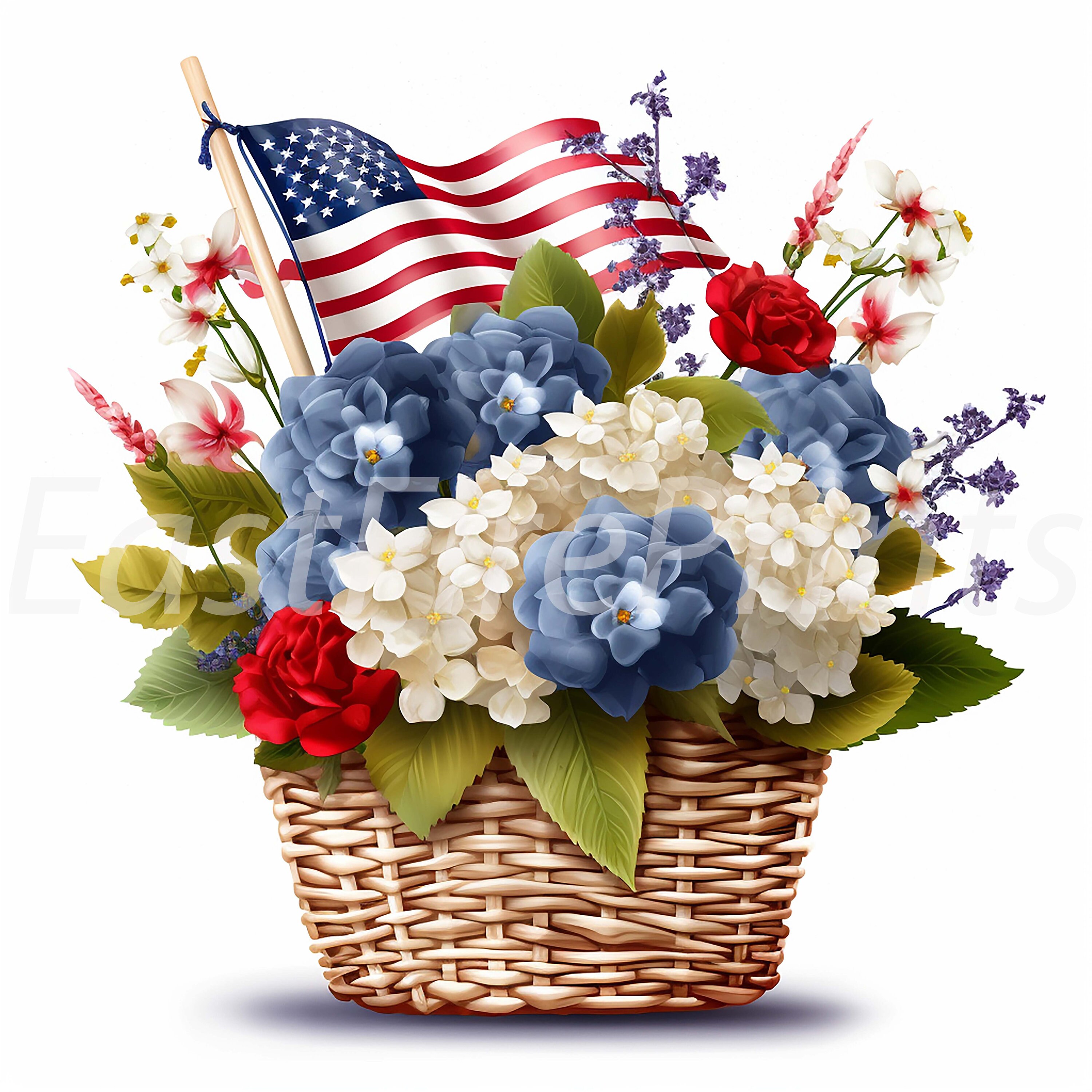 Watercolor 4th of July Floral Clipart Patriotic Floral - Etsy